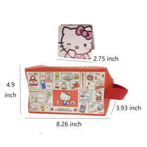 Kitty Travel Cosmetic Bag, Large Capacity Cartoon Cosmetic Pouch Makeup Bag with Zipper, PU Travel Toiletry Bag Makeup Accessories Organizer, Foldable Storage Bags Makeup Pouch for Women Girls