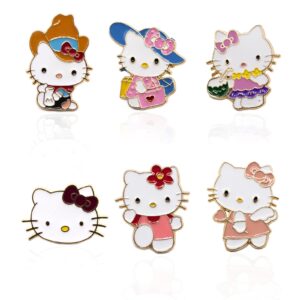 6 pcs anime kitten pins anime metal pins for clothing backpack decoration gift