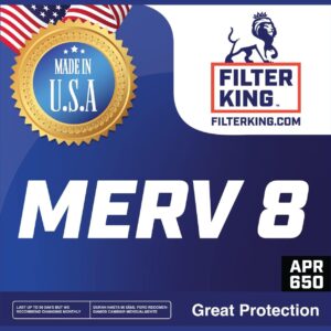 Filter King 20x25x1 Air Filter | 4-PACK | MERV 8 HVAC Pleated A/C Furnace Filters | MADE IN USA | Actual Size: 19.5 x 24.5 x .75"