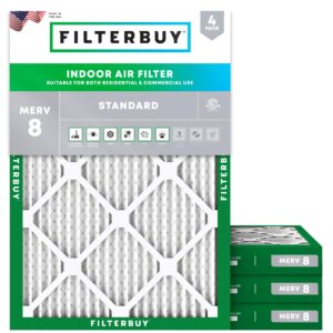 filterbuy 20x25x2 air filter merv 8 dust defense (4-pack), pleated hvac ac furnace air filters replacement (actual size: 19.50 x 24.50 x 1.75 inches)