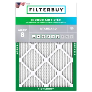 filterbuy 20x25x4 air filter merv 8 dust defense (1-pack), pleated hvac ac furnace air filters replacement (actual size: 19.50 x 24.50 x 3.63 inches)