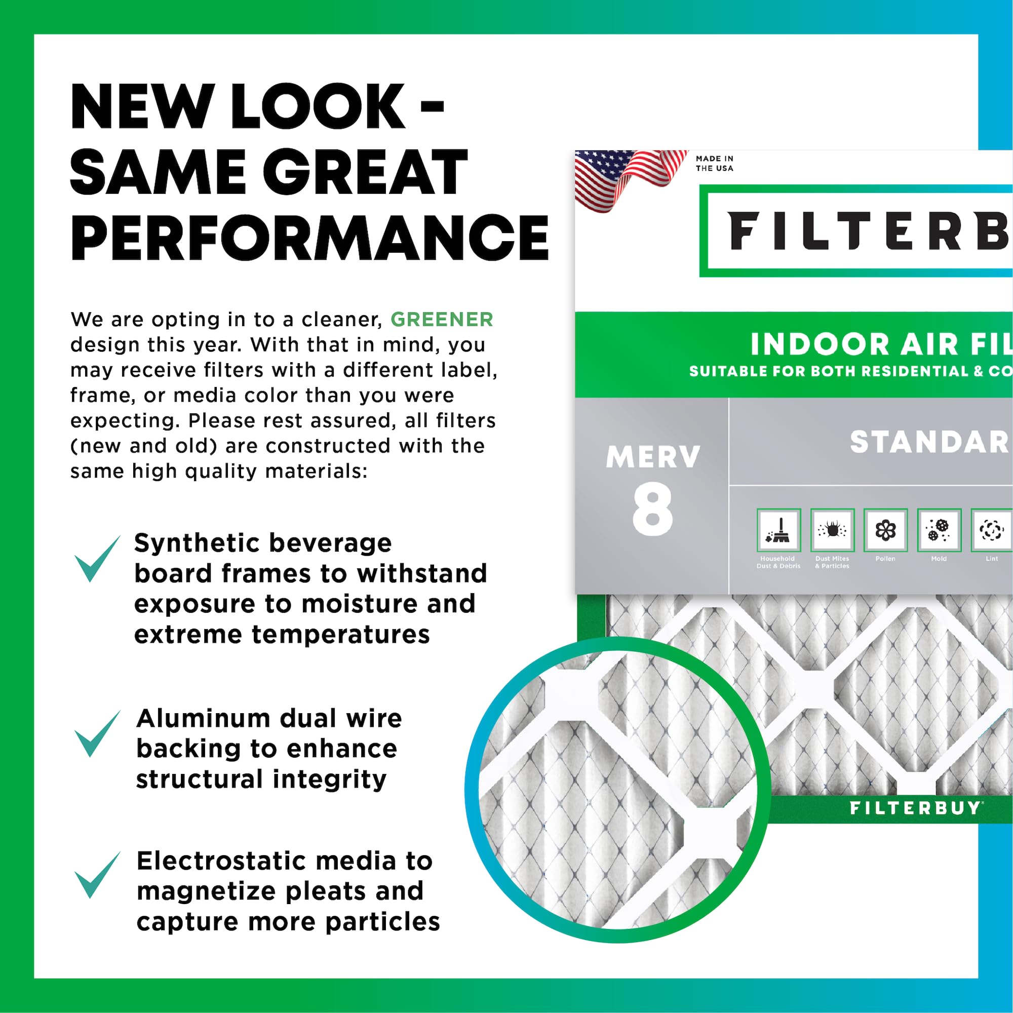 Filterbuy 20x25x4 Air Filter MERV 8 Dust Defense (1-Pack), Pleated HVAC AC Furnace Air Filters Replacement (Actual Size: 19.50 x 24.50 x 3.63 Inches)