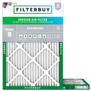 filterbuy 20x25x1 air filter merv 8 dust defense (2-pack), pleated hvac ac furnace air filters replacement (actual size: 19.50 x 24.50 x 0.75 inches)