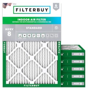 filterbuy 20x25x2 air filter merv 8 dust defense (6-pack), pleated hvac ac furnace air filters replacement (actual size: 19.50 x 24.50 x 1.75 inches)