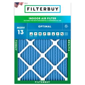 filterbuy 20x25x2 air filter merv 13 optimal defense (1-pack), pleated hvac ac furnace air filters replacement (actual size: 19.50 x 24.50 x 1.75 inches)