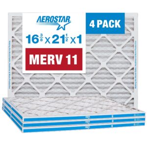 aerostar 16 3/8 x 21 1/2 x 1 merv 11 pleated air filter, ac furnace air filter, 4 pack (actual size: 16 3/8"x21 1/2"x3/4")