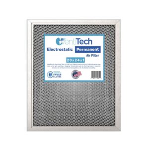 venti tech 20x24x1 washable electrostatic air filter. reusable hvac & furnace air filter