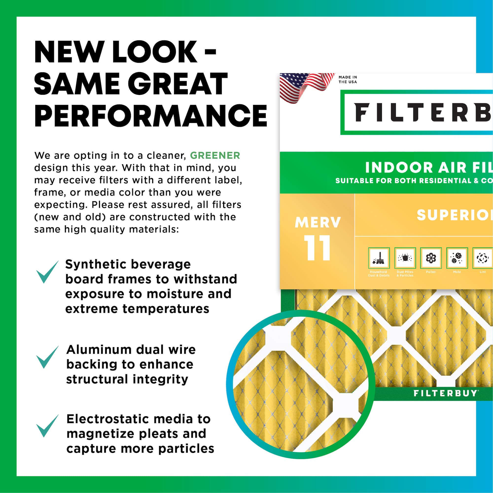 Filterbuy 20x25x1 Air Filter MERV 11 Allergen Defense (1-Pack), Pleated HVAC AC Furnace Air Filters Replacement (Actual Size: 19.50 x 24.50 x 0.75 Inches)