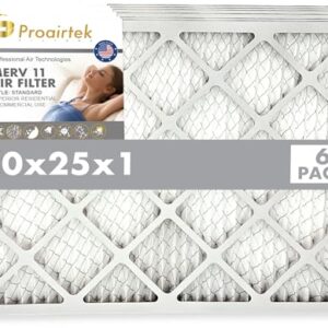 Proairtek AF20251M11SWH Model 20x25x1 Pack of 6 Air Filters, MERV 11; Ideal for Anyone Wanting Clean, Crisp Air in Their Home