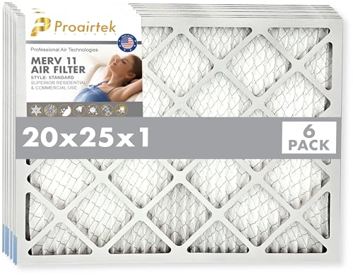 Proairtek AF20251M11SWH Model 20x25x1 Pack of 6 Air Filters, MERV 11; Ideal for Anyone Wanting Clean, Crisp Air in Their Home