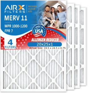 airx filters wicked clean air. 20x25x1 air filter merv 11 electrostatic pleated air conditioner filter 4 pack hvac ac furnace filters