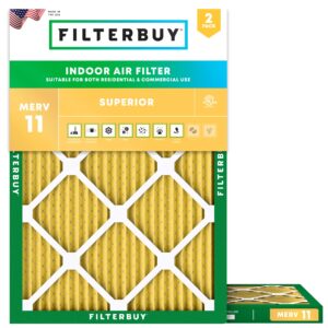 filterbuy 20x21.5x1 air filter merv 11 allergen defense (2-pack), pleated hvac ac furnace air filters replacement (actual size: 19.88 x 21.50 x 0.75 inches)