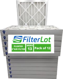 filterlot 20x25x2 air filter merv 13, pleated hvac ac furnace filters (12-pack)