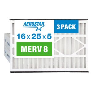 aerostar 16x25x5 air filter merv 8, furnance filters ac hvac replacement for trion air bear 229990-105, (3 pack) (actual size:15 5/8 x 24 1/8 x 4 7/8 inches)