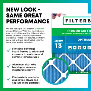 Filterbuy 16x20x1 Air Filter MERV 13 Optimal Defense (4-Pack), Pleated HVAC AC Furnace Air Filters Replacement (Actual Size: 15.50 x 19.50 x 0.75 Inches)