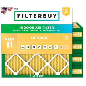 filterbuy 20x20x4 air filter merv 11 allergen defense (5-pack), pleated hvac ac furnace air filters replacement (actual size: 19.50 x 19.50 x 3.63 inches)