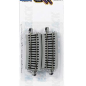 Bachmann Trains - Snap-Fit E-Z TRACK HALF SECTION 22” RADIUS CURVED (4/card) - NICKEL SILVER Rail With Gray Roadbed - HO Scale