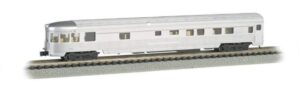 bachmann industries streamline fluted observation car with lighted interior - unlettered aluminum (n scale), 85'