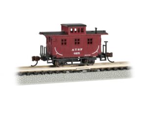 bachmann old-time caboose - santa fe - n scale, prototypical oxide red