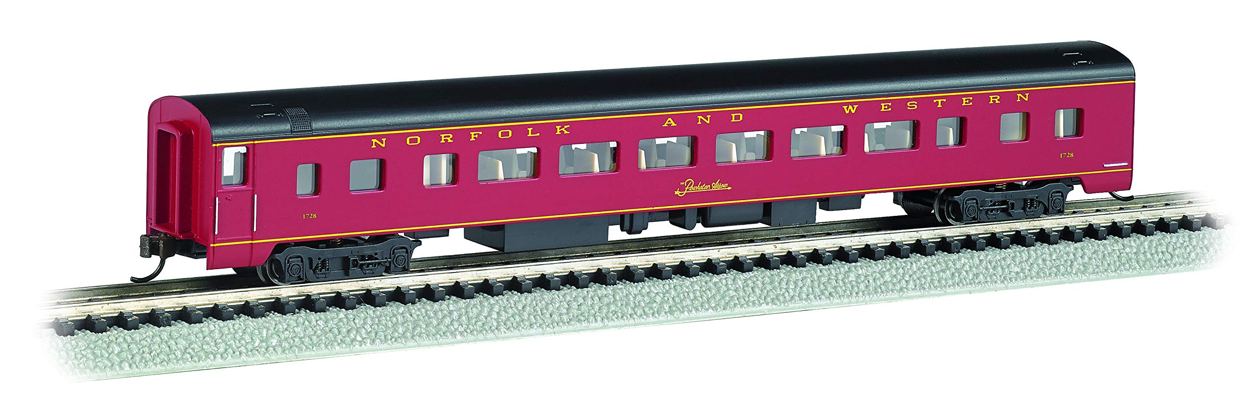 Bachmann Trains - 85' Smooth-Side Coach CAR - Norfolk & Western #1728 - N Scale