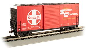 bachmann trains - high-cube box car with sliding door - atsf (santa fe) - ho scale,silver