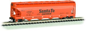 bachmann trains - acf 56' 4-bay center-flow hopper - santa fe #101414 - n scale