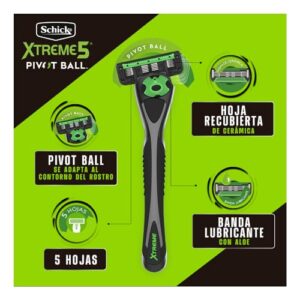 Schick Xtreme 5 Pivot Ball Men's Contour Adapting Razor with 2 Refill Cartridges