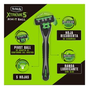 Schick Xtreme 5 Pivot Ball Men's Contour Adapting Razor with 2 Refill Cartridges