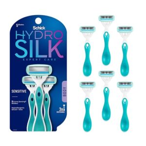 schick hydro silk sensitive skin disposable razors for womens, 6 count