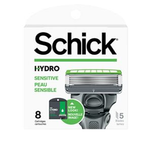 schick hydro 5 sense sensitive skin razor refills for men, 8 count (pack of 1)