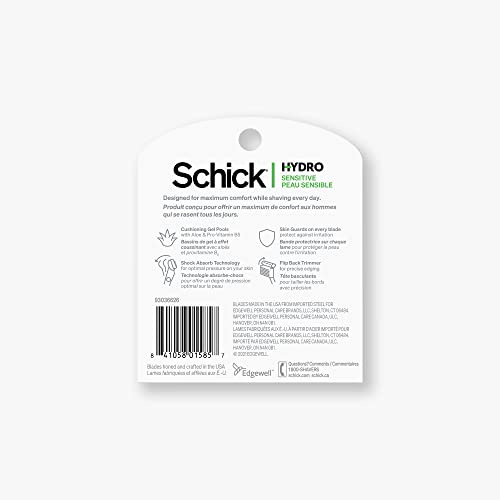 Schick Hydro 5 Sense Sensitive Skin Razor Refills for Men, 8 Count (Pack of 1)