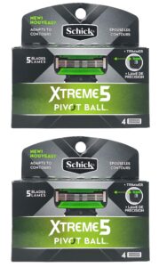 schick xtreme 5 pivotball men's razor refills, 4 count (pack of 2)