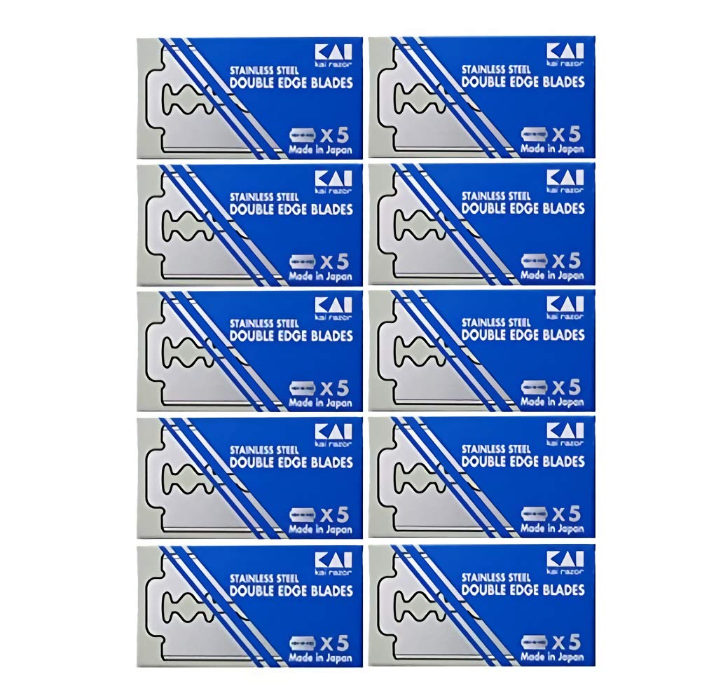 50 Stainless Steel Double Edge Safety Razor Blades from Kai Cutlery