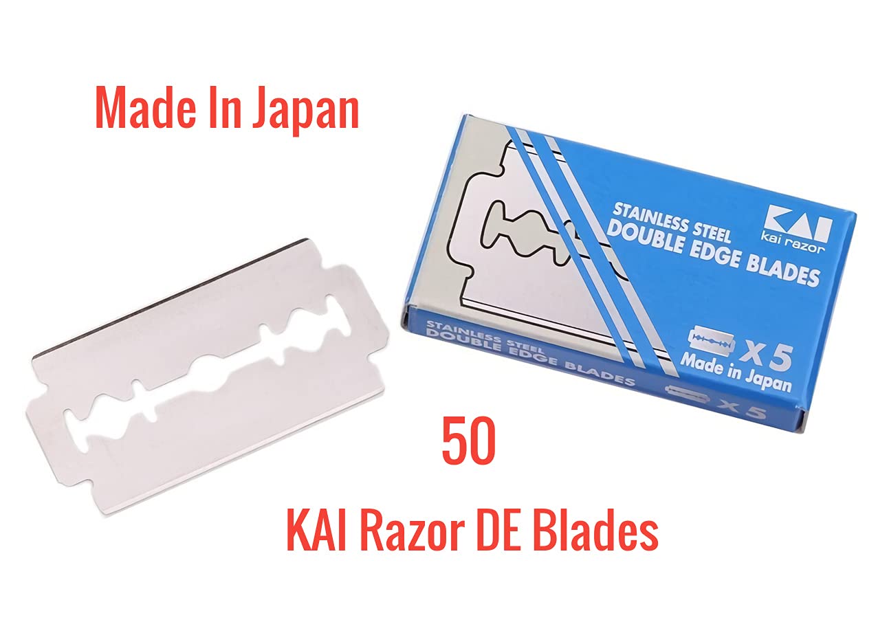 50 Stainless Steel Double Edge Safety Razor Blades from Kai Cutlery