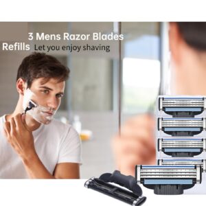 Razor Blades Refills, Razor Blades, Manual Blades Refills, Mens Razor Blade Refills with Dual Lubrication, Stainless Steel Blades for Sensitive Skin