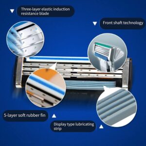 Razor Blades Refills, Razor Blades, Manual Blades Refills, Mens Razor Blade Refills with Dual Lubrication, Stainless Steel Blades for Sensitive Skin