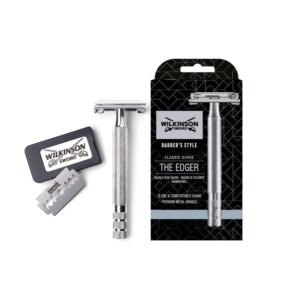 wilkinson sword classic double edge premium men’s metal safety razor with x5 refill blades