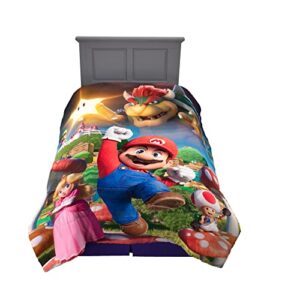 franco the super mario bros. movie kids bedding super soft microfiber reversible comforter, twin/full size 72" x 86", (100% official licensed product)