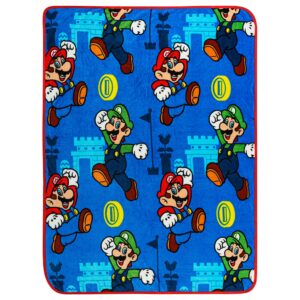 Franco Kids Bedding Super Soft Plush Throw Blanket, 46 in x 60 in, Mario