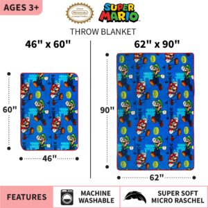 Franco Kids Bedding Super Soft Plush Throw Blanket, 46 in x 60 in, Mario