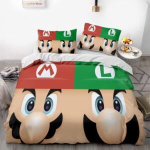 nichiyobi redcap beard plumber bros game movie duvet cover set 3d bedding comforter cover 3 pcs (1 duvet cover+2 pillowcases) bedding set (01,queen-90x90in+20x30in*2)