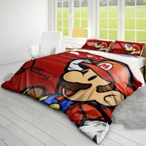 NICHIYOBI Redcap Beard Plumber Bros Game Movie Duvet Cover Set 3D Bedding Comforter Cover 3 Pcs (1 Duvet Cover+2 Pillowcases) Bedding Set (08,Twin-68x86in+20x30in*2)