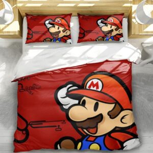 NICHIYOBI Redcap Beard Plumber Bros Game Movie Duvet Cover Set 3D Bedding Comforter Cover 3 Pcs (1 Duvet Cover+2 Pillowcases) Bedding Set (08,Twin-68x86in+20x30in*2)