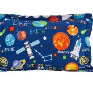 Sapphire Home 3 Piece Space Themed Twin Bed Sheets for Kids - Fitted Sheet, Kids' Sheet & Pillowcase Sets - Planets, Solar System Bedroom Kit - Toddler Bed Sheet - Twin Size