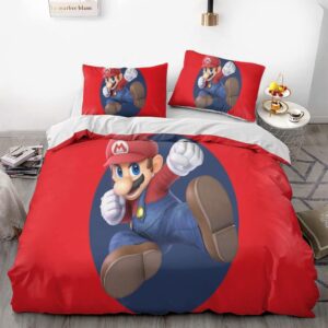 nichiyobi redcap beard plumber bros game movie duvet cover set 3d bedding comforter cover 3 pcs (1 duvet cover+2 pillowcases) bedding set (13,twin-68x86in+20x30in*2)