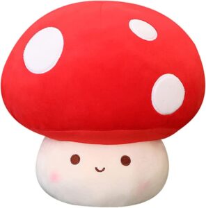 xshye cute mushroom plush kawaii doll mushroom plushie stuffed animal pillow home decor kids gifts (red, 9 inch)