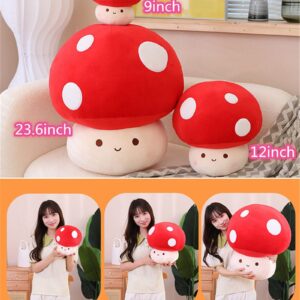 XSHYE Cute Mushroom Plush Kawaii Doll Mushroom Plushie Stuffed Animal Pillow Home Decor Kids Gifts (Red, 9 inch)