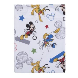 Disney Mickey Mouse Clubhouse Buddies Multi Colored Goofy, Pluto, and Donald Duck 4 Piece Toddler Bed Set - Comforter, Fitted Bottom Sheet, Flat Top Sheet, and Reversible Pillowcase