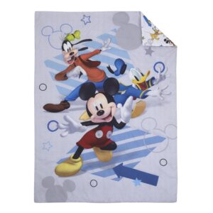 Disney Mickey Mouse Clubhouse Buddies Multi Colored Goofy, Pluto, and Donald Duck 4 Piece Toddler Bed Set - Comforter, Fitted Bottom Sheet, Flat Top Sheet, and Reversible Pillowcase