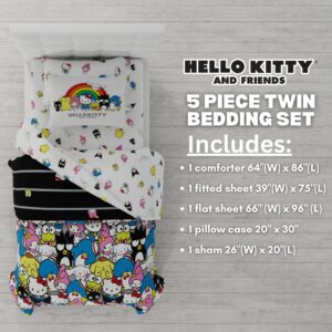 Franco Sanrio Hello Kitty & Friends Bedding 5 Piece Super Soft Comforter and Sheet Set with Sham, Twin, (100% Official Licensed Product) Collectibles